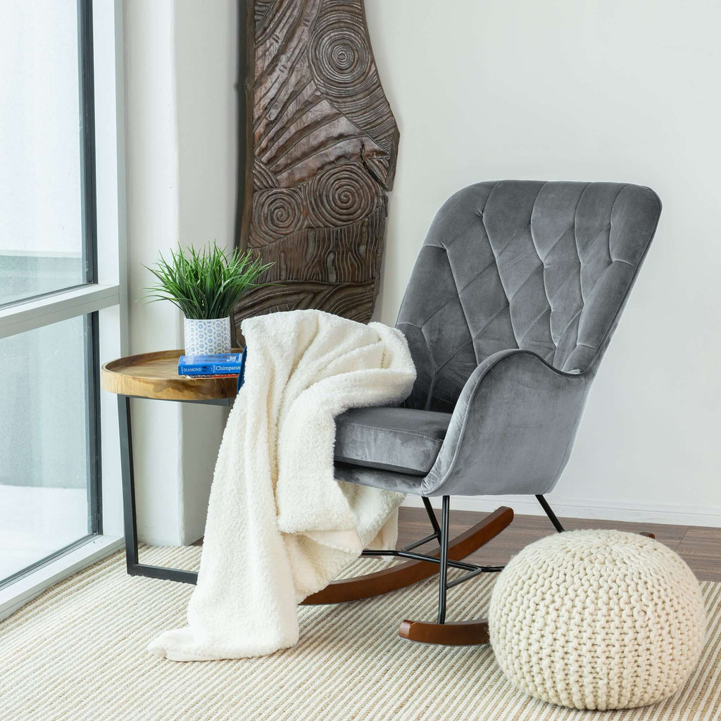 Hannah Dark Grey Rocking Chair – Calm Dwelling